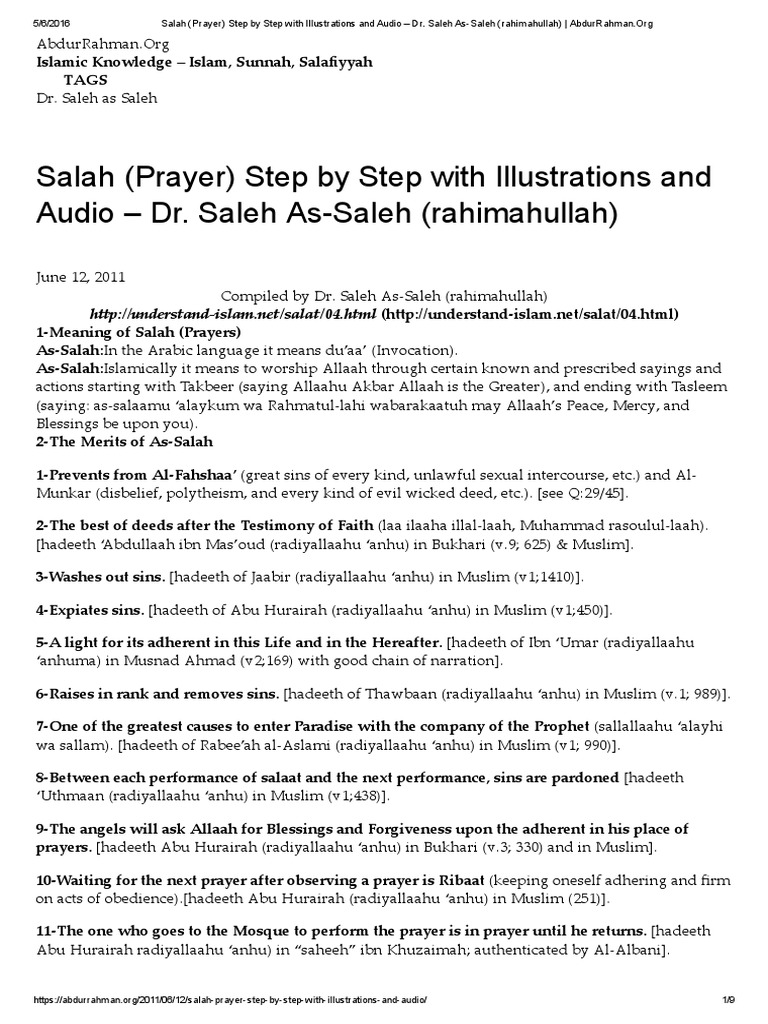Step-by-Step Salah Guide with Audio | PDF | Hadith | Sharia