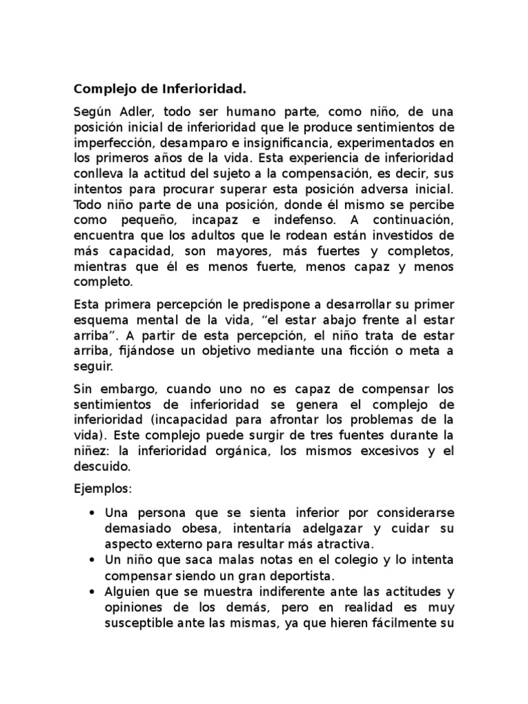 Complejos de Inferioridad y Superioridad | PDF | Percepción ...