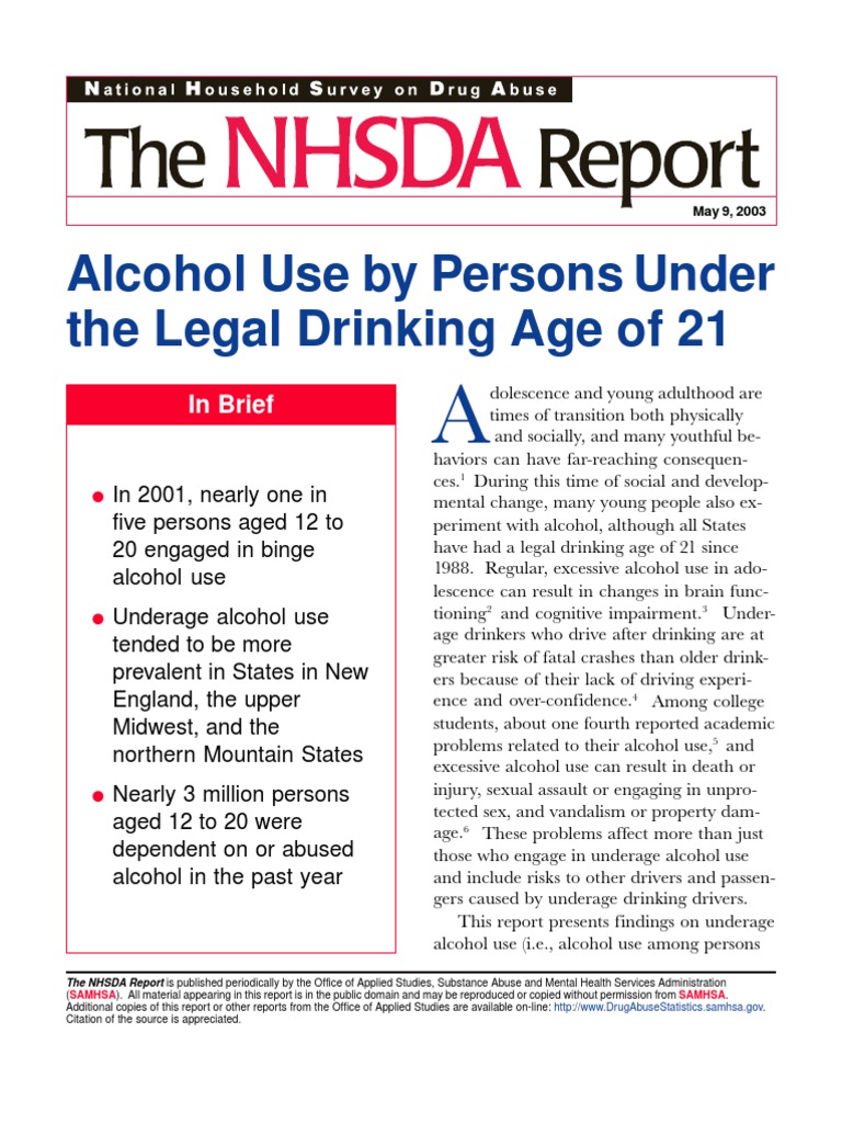 Alcohol Use by Persons Under The Legal Drinking Age of 21: in Brief ...