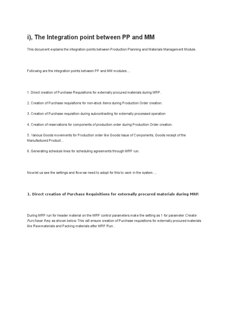 The Integration Point Between MM and PP SD FICO QM | PDF | Debits And ...