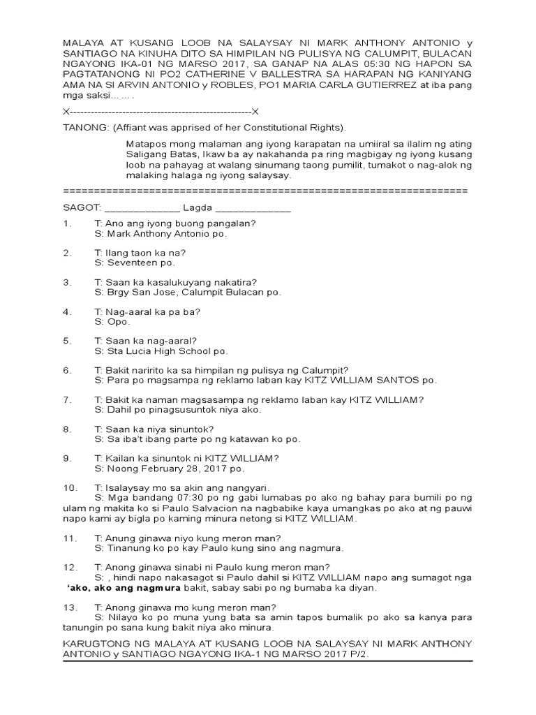 Sinumpaang Salaysay | PDF