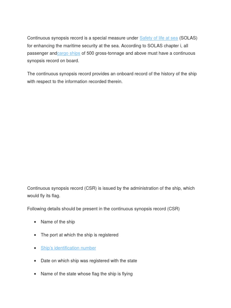 Continous Synopsis Record | PDF | Government | Transport