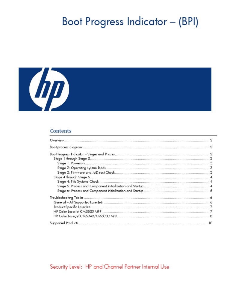 HP Printer - Boot Progress Indicator General-Specific | PDF | Booting ...