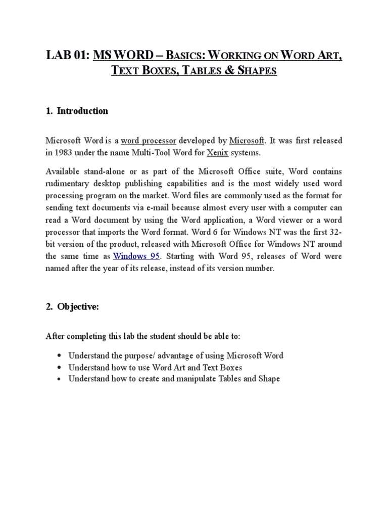 MS Word Basics: Word Art & Shapes | PDF | Computers