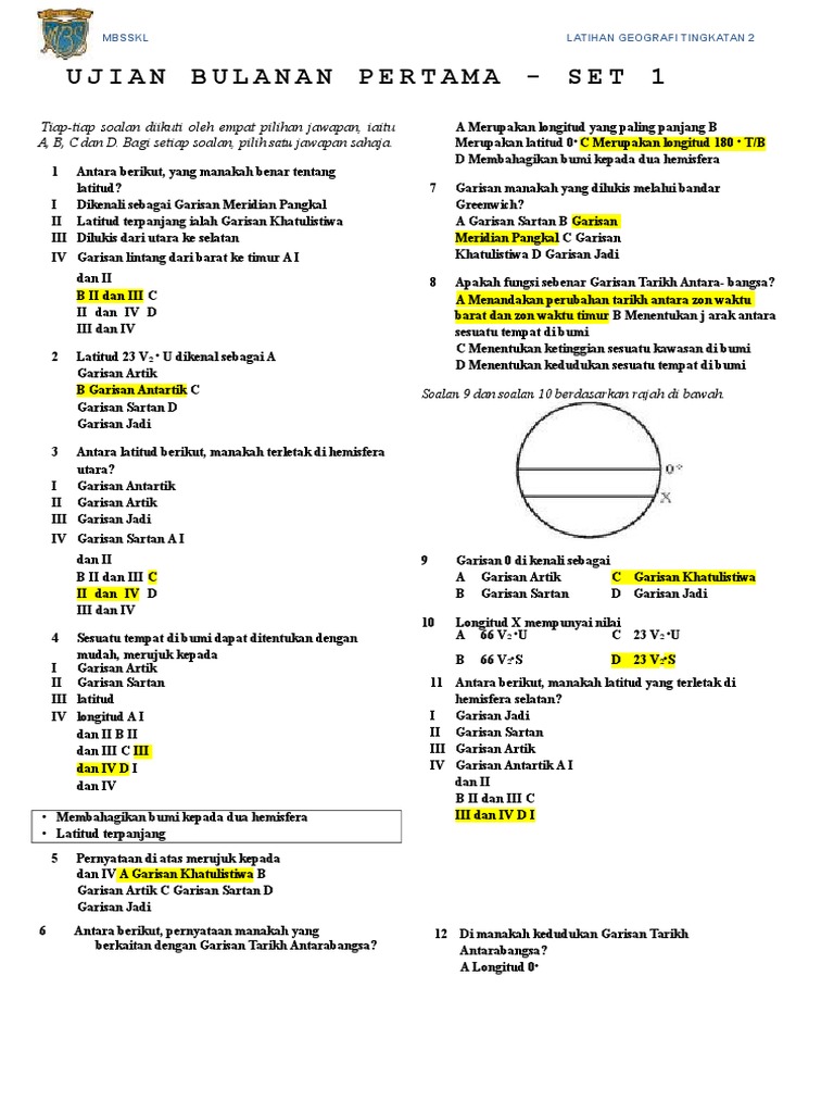 Latihan Geografi Tingkatan 2 | PDF