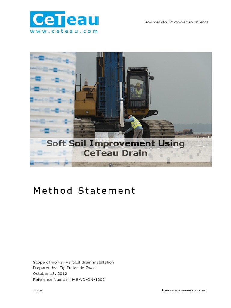 Method Statement PVD Wick Drain | Download Free PDF | Drilling Rig ...