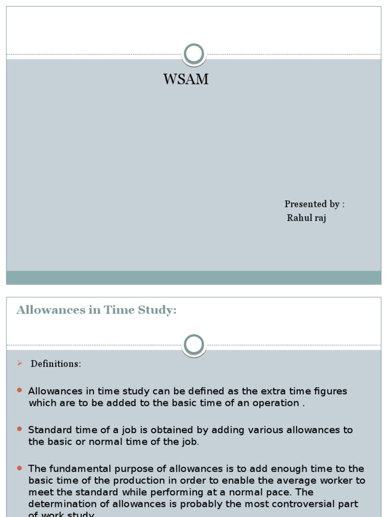 Allowances in Time Study | PDF | Fatigue (Medical) | Relaxation ...