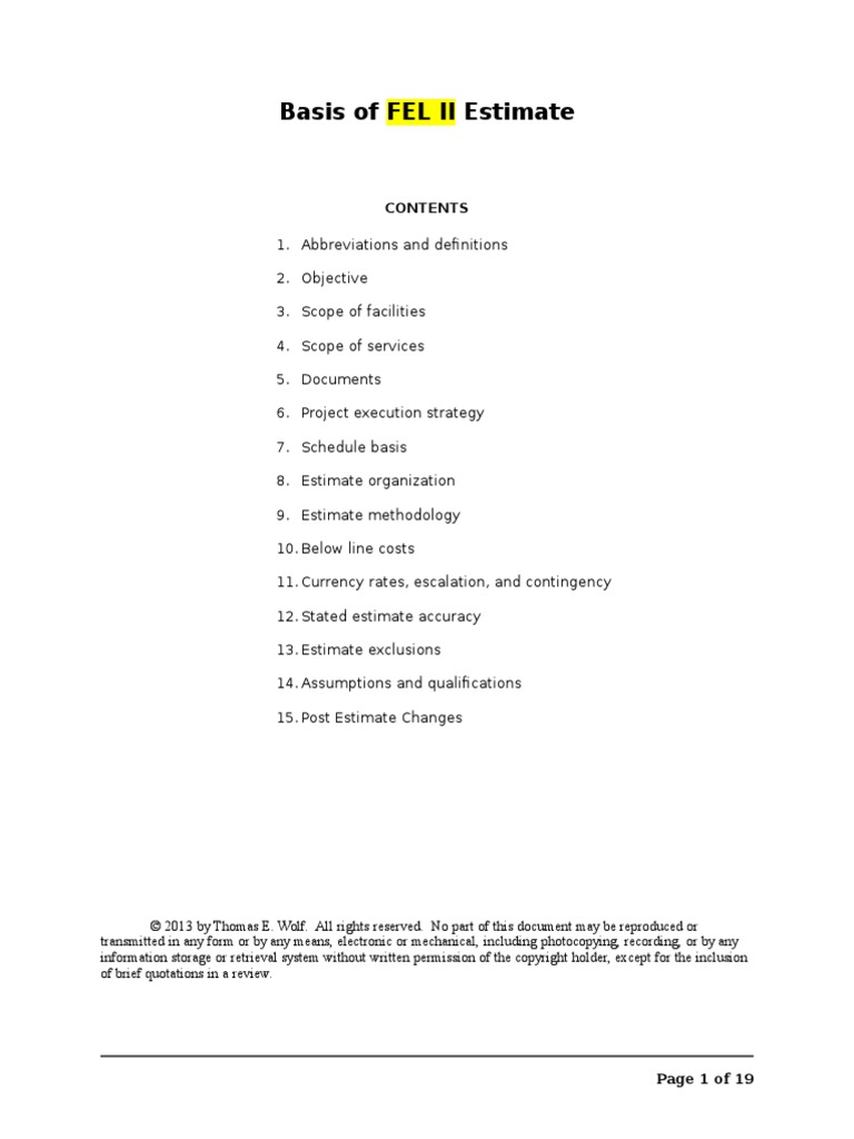 Basis of FEL II Estimate | PDF