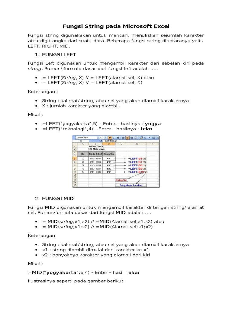Fungsi String Pada Microsoft Excel | PDF | Metode & Bahan Ajar | Teknologi & Rekayasa