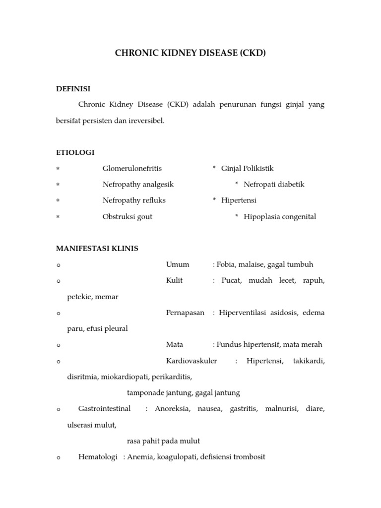 Comprehensive Overview of Chronic Kidney Disease: Definitions ...