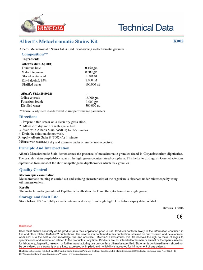 Albert Stain Corinebacterium Bacteria | PDF | Staining | Nature