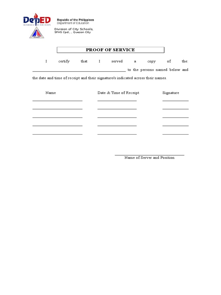 Proof of Service (Legal Section) | PDF