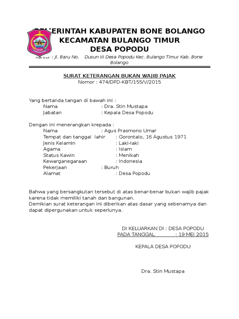 Surat Keterangan Pbb Pdf