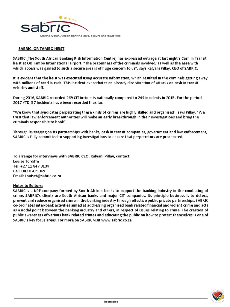 Media Statement - or Tambo Heist - FINAL | PDF