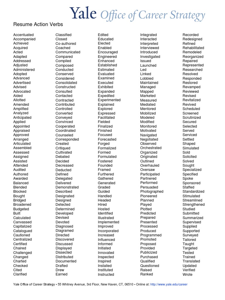 Resume Action Verbs PDF | PDF | Strategic Management | Business