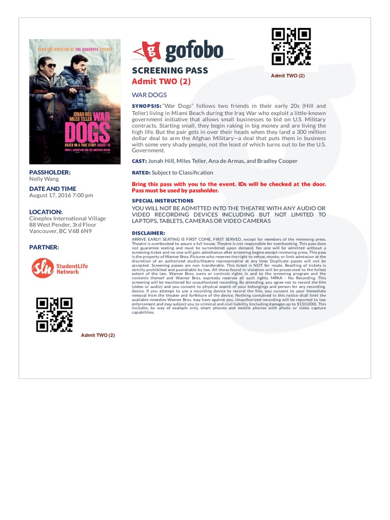 Screening Pass: Admit TWO | PDF | Common Law | Social Institutions