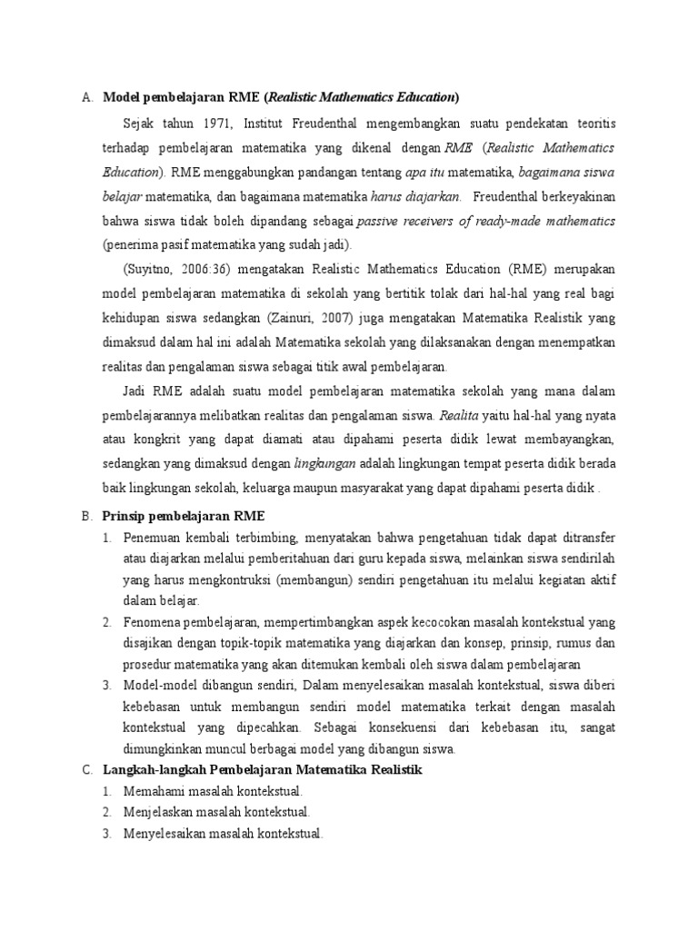 Model Pembelajaran RME | PDF