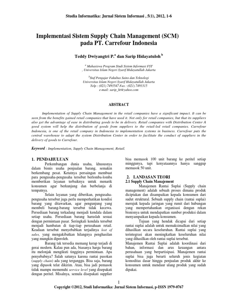 Implementasi Sistem Supply Chain Management SCM Pada PT. Carrefour Indonesia | PDF | Finance ...