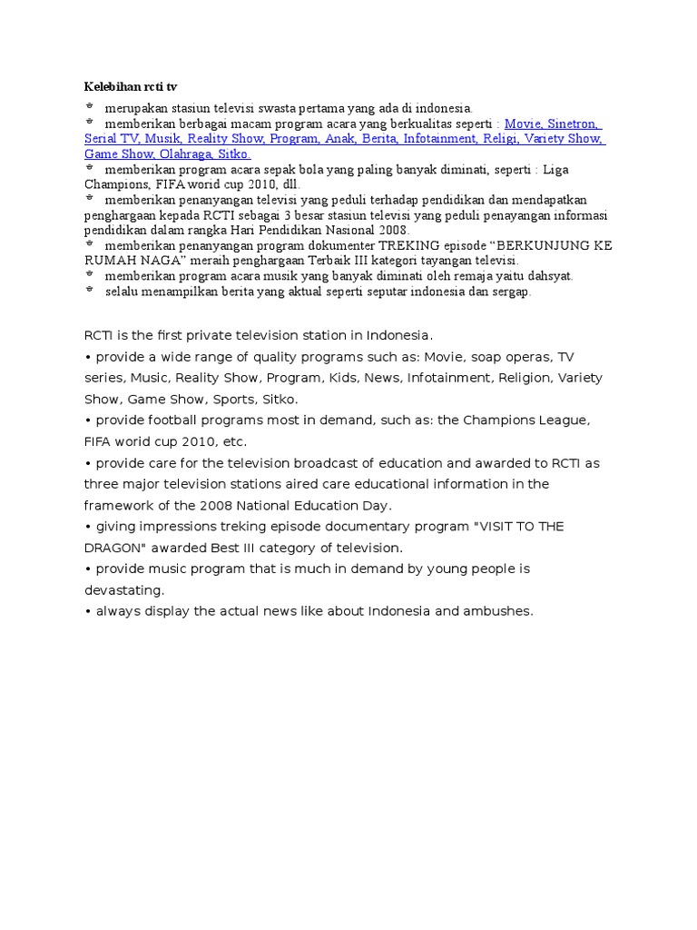 The Leading Programs of RCTI | PDF