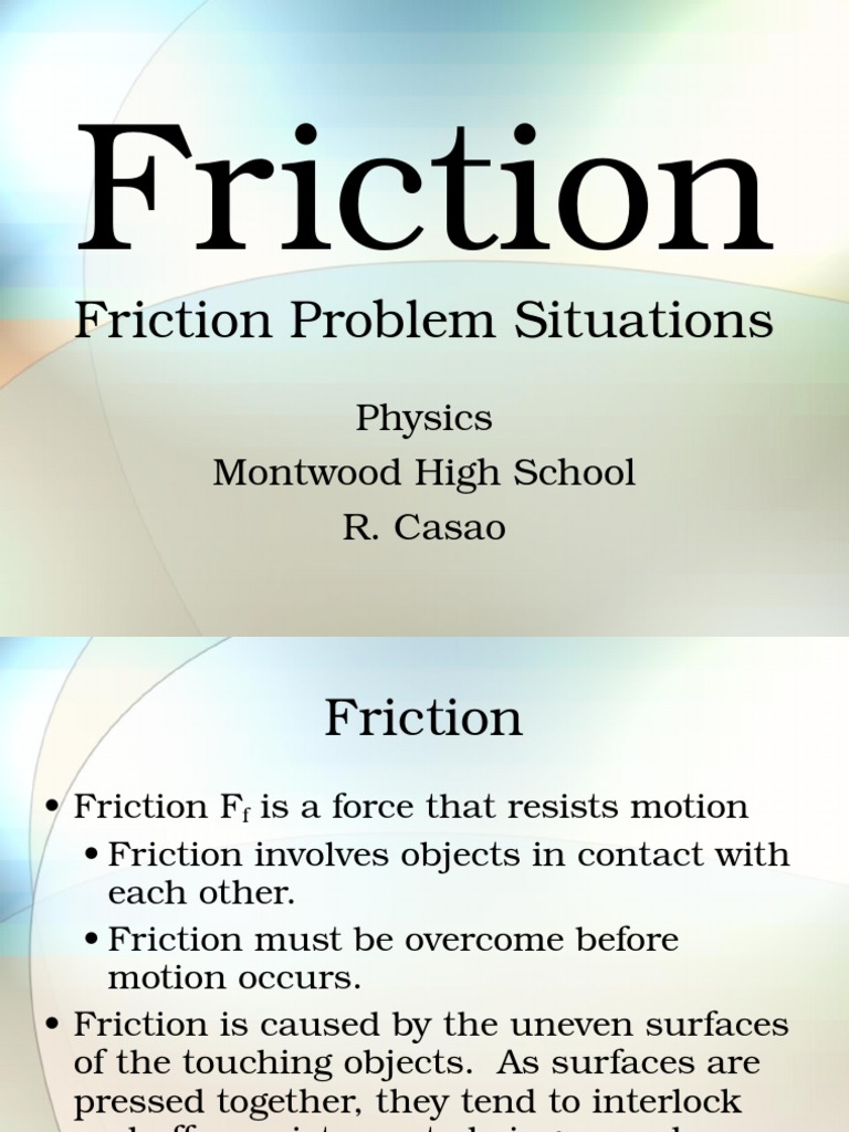 Theory On Friction | Download Free PDF | Friction | Drag (Physics)