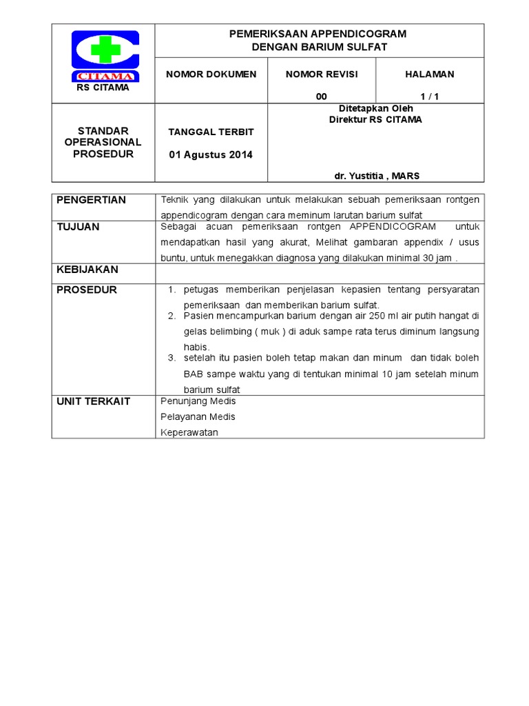 18 Pemeriksaan Appendicogram Dengan Barium Sulfat | PDF