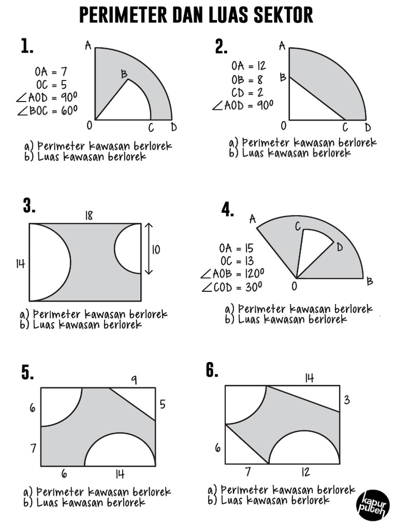 (Worksheet) Perimeter Dan Luas Sektor | PDF