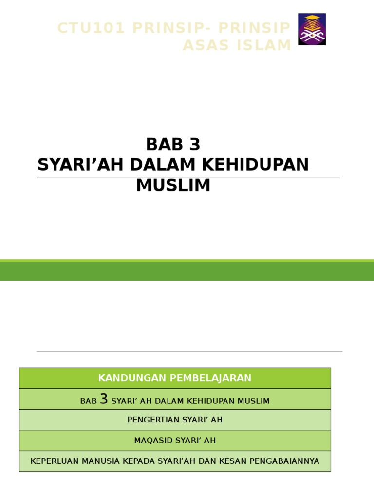 Chapter 3 - Syariah Dalam Kehidupan Muslim | PDF