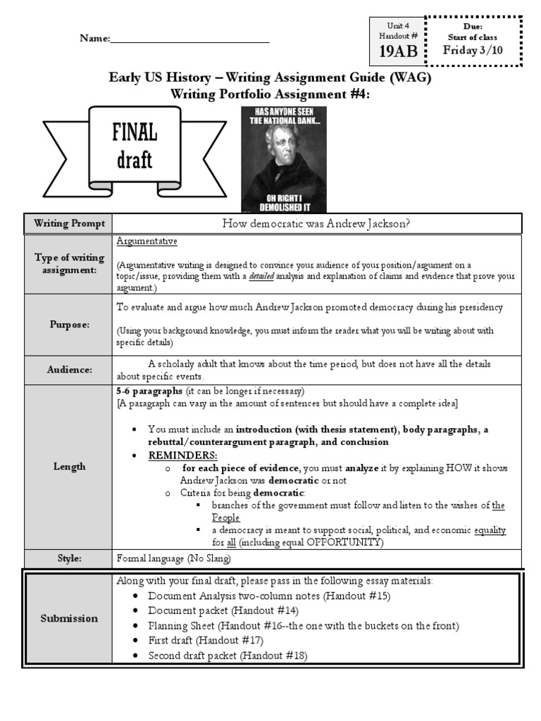 Evaluating Andrew Jackson's Democracy | PDF | Argument | Essays