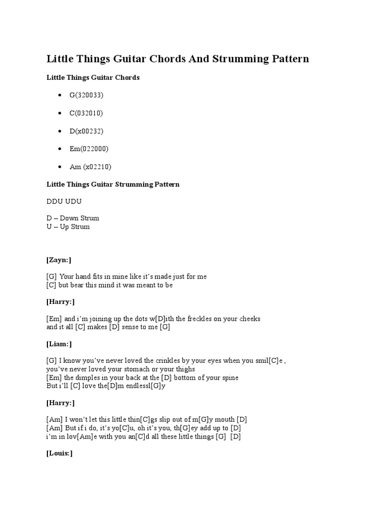 Little Things Guitar Chords and Strumming Pattern | PDF