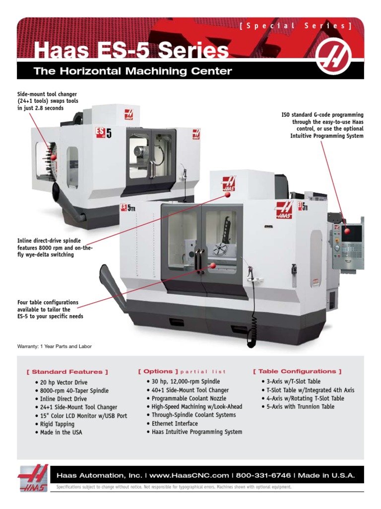 Haas Es 5 4ax | PDF | Hard Disk Drive | Manufactured Goods