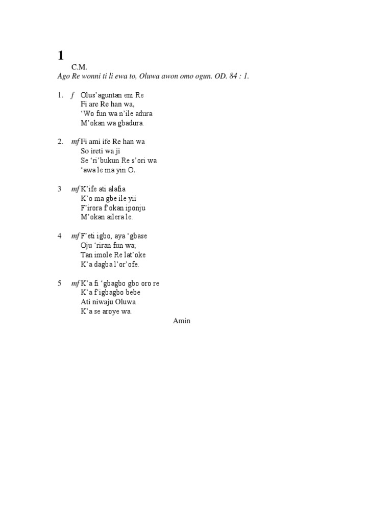 CAC Hymn Yoruba (Oniruru 12) | PDF
