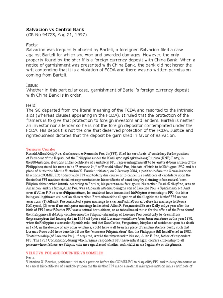 Tecson Vs | PDF | Citizenship | Philippines