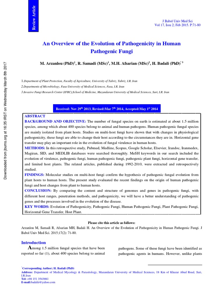 Evolution of Pathogenicity: Tracing the Path from Plant Pathogens to ...