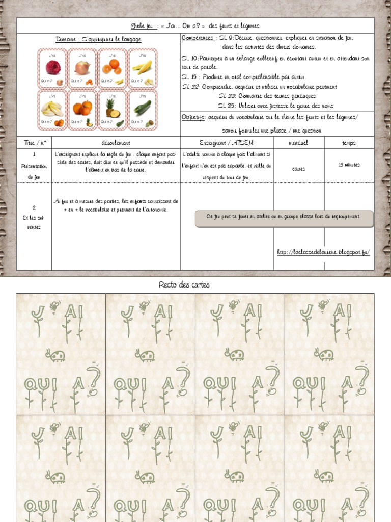 LCDL - Jai Qui A - Les Fruits Et Légumes | PDF | Lexique | Langues
