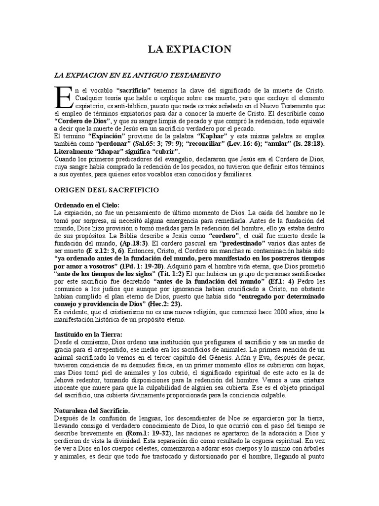 Expiación Bíblica: Antiguo y Nuevo Testamento | PDF | Pecado | Sacrificio