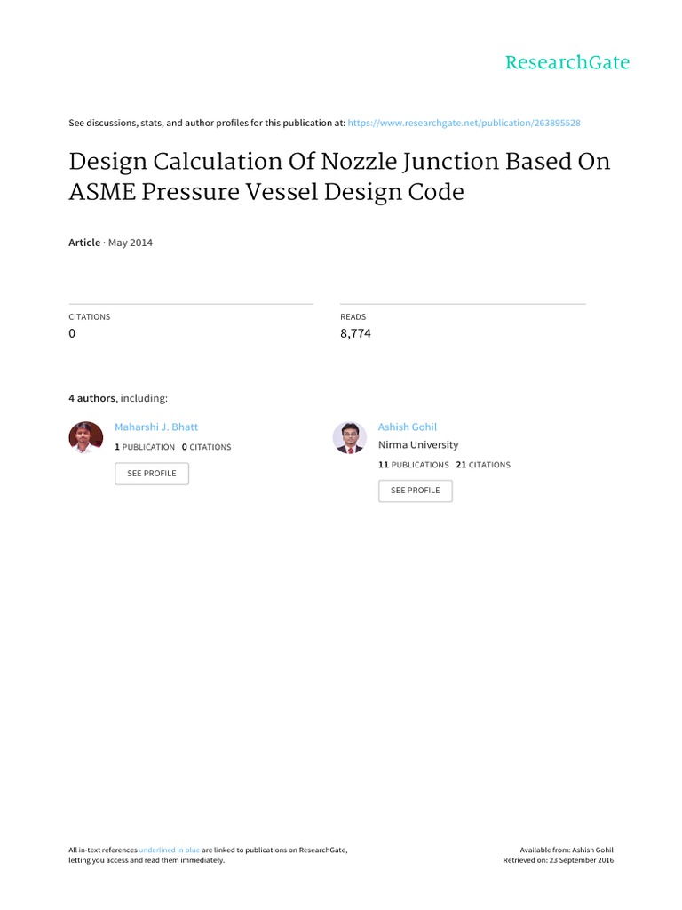 ASME Nozzle Design Calculations | PDF | Mechanical Engineering ...