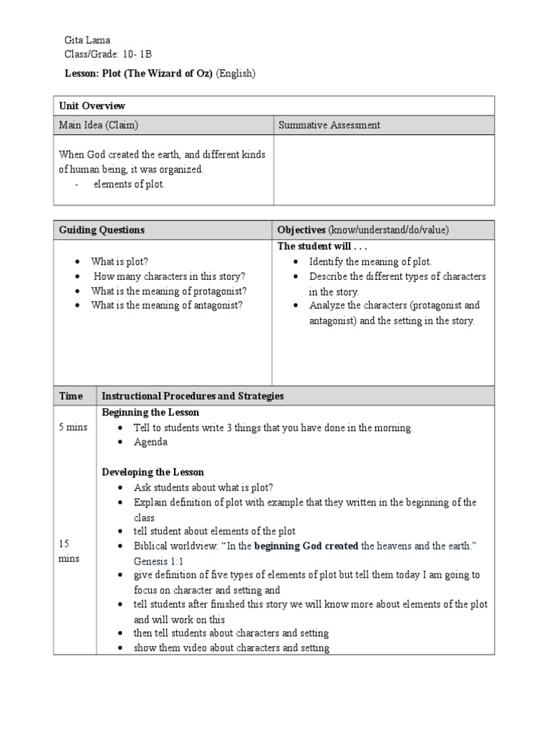 Understanding Plot in The Wizard of Oz | PDF