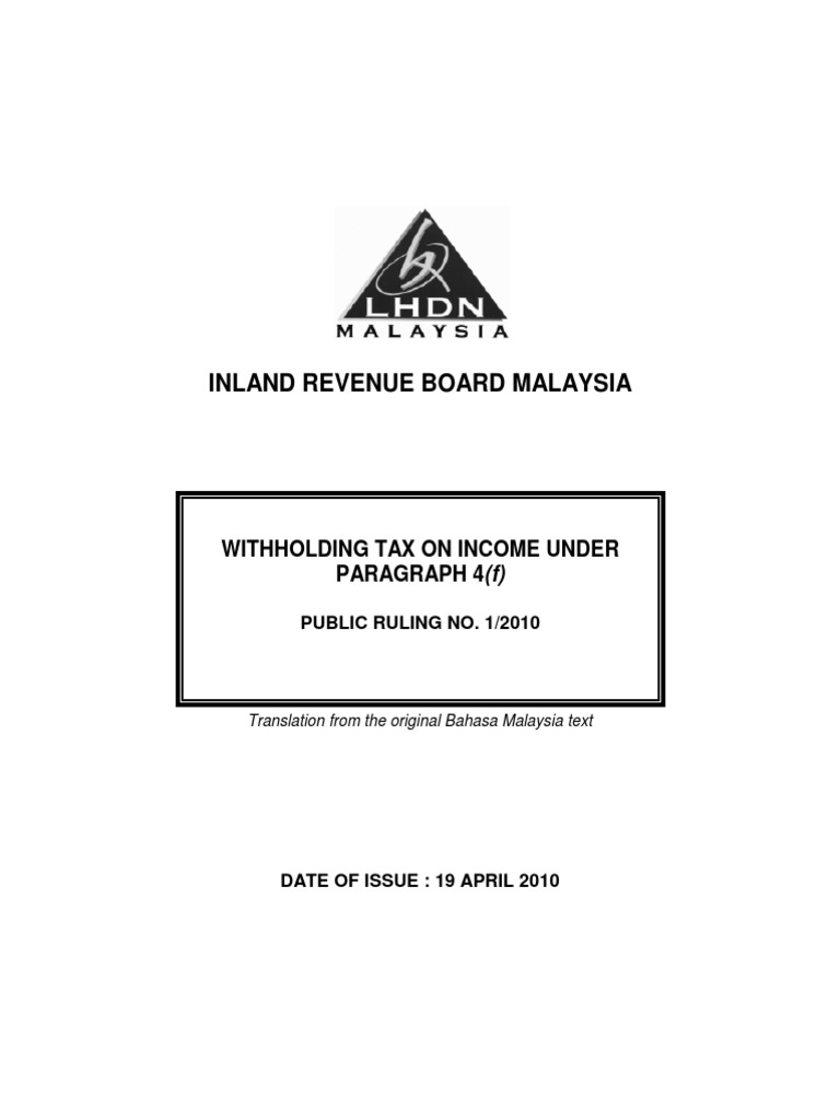 Wht-Sec 109f-PR1 - 2010 | PDF | Withholding Tax | Double Taxation