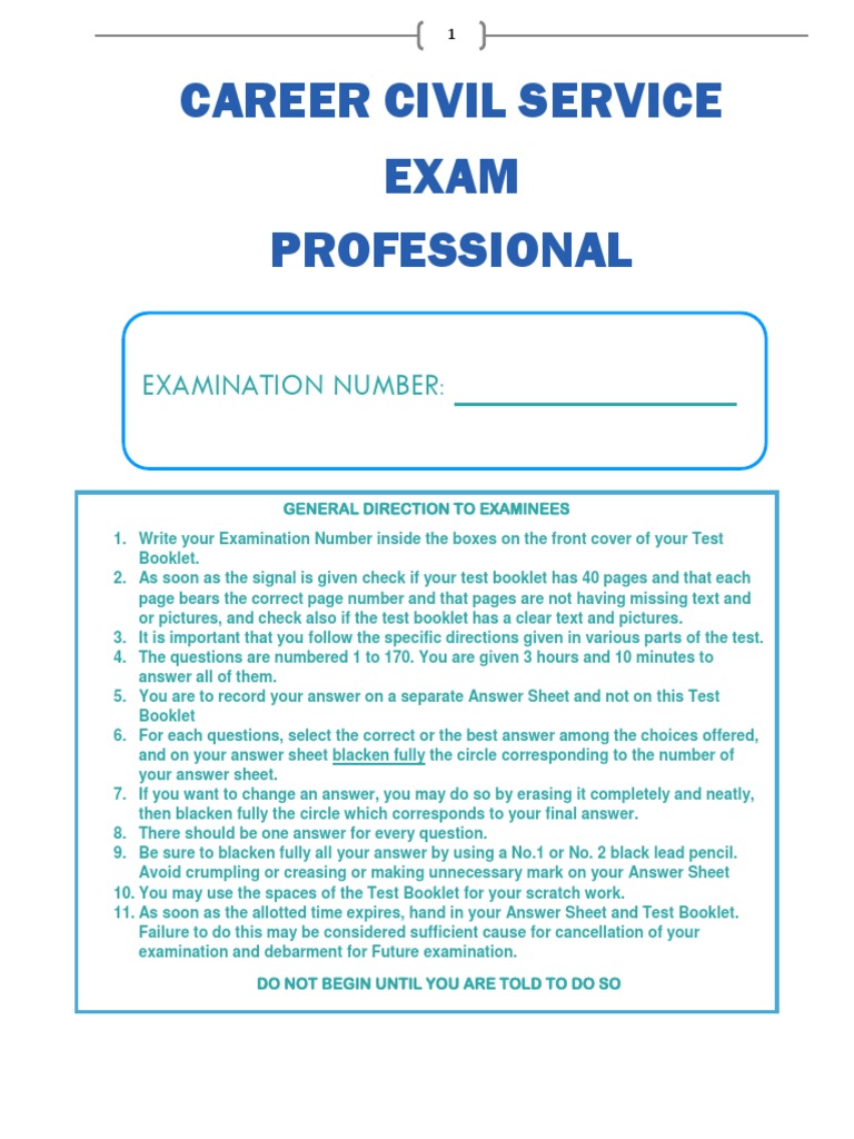 Civil Service Exam Instructions and Sample Questions | PDF | Search ...