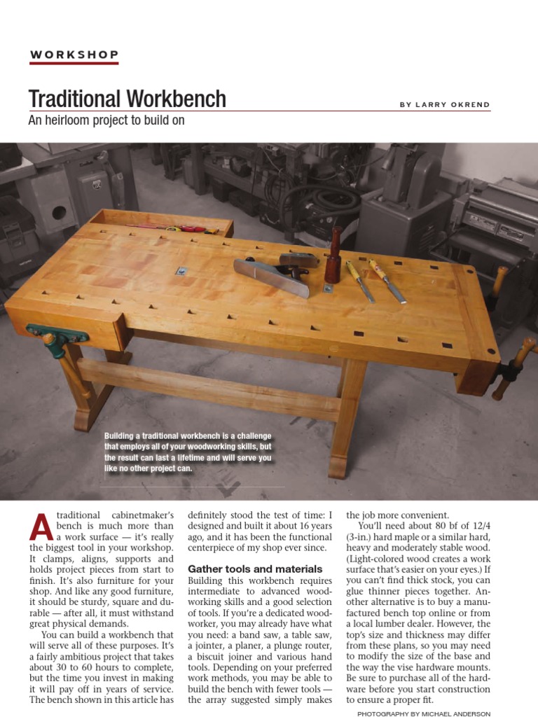 Traditional Workbench | PDF | Woodworking | Wood