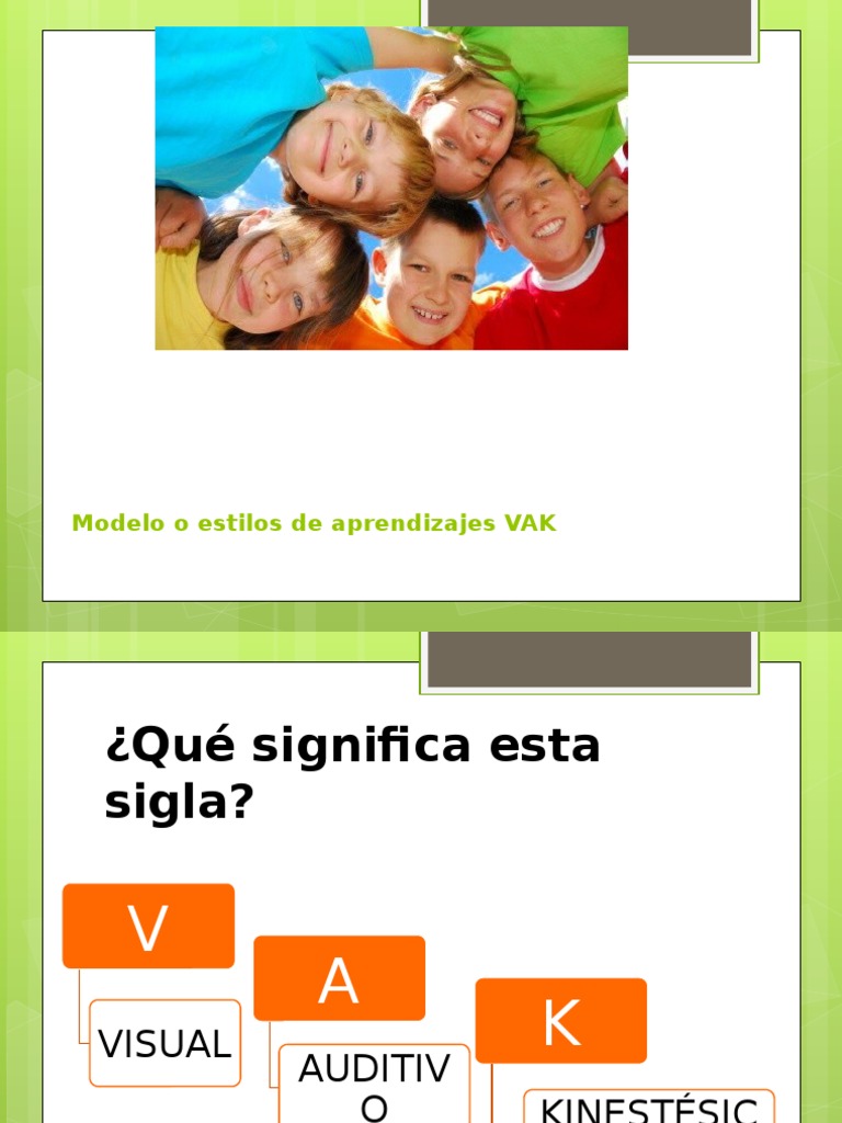 Estilos de Aprendizaje VAK: Visual, Auditivo, Kinestésico | PDF ...