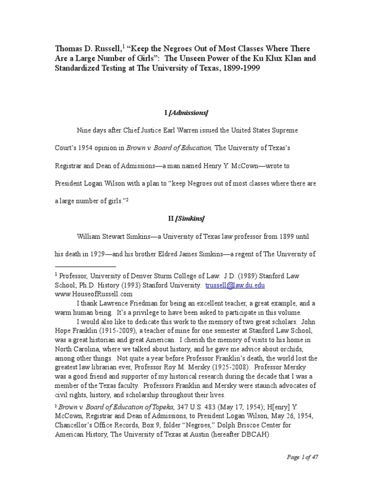 Russell Paper | PDF | Ku Klux Klan | Lynching