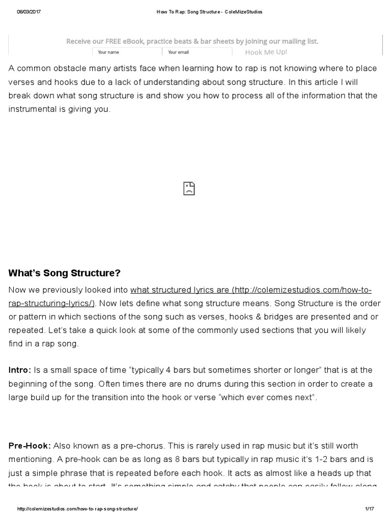 How To Rap - Song Structure - ColeMizeStudios | PDF | Song Structure ...