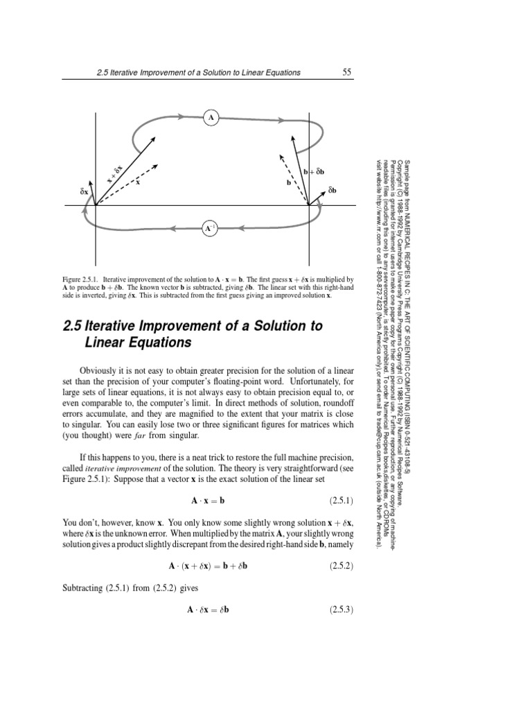 2.5 Iterative Improvement of A Solution To Linear Equations | PDF ...