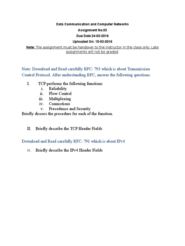 TCP and IPv4 Header Fields Guide | PDF