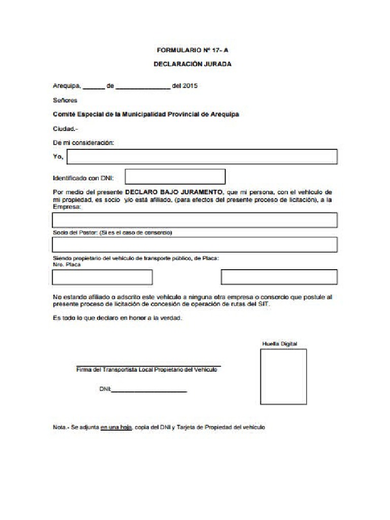 Formulario 17 | PDF
