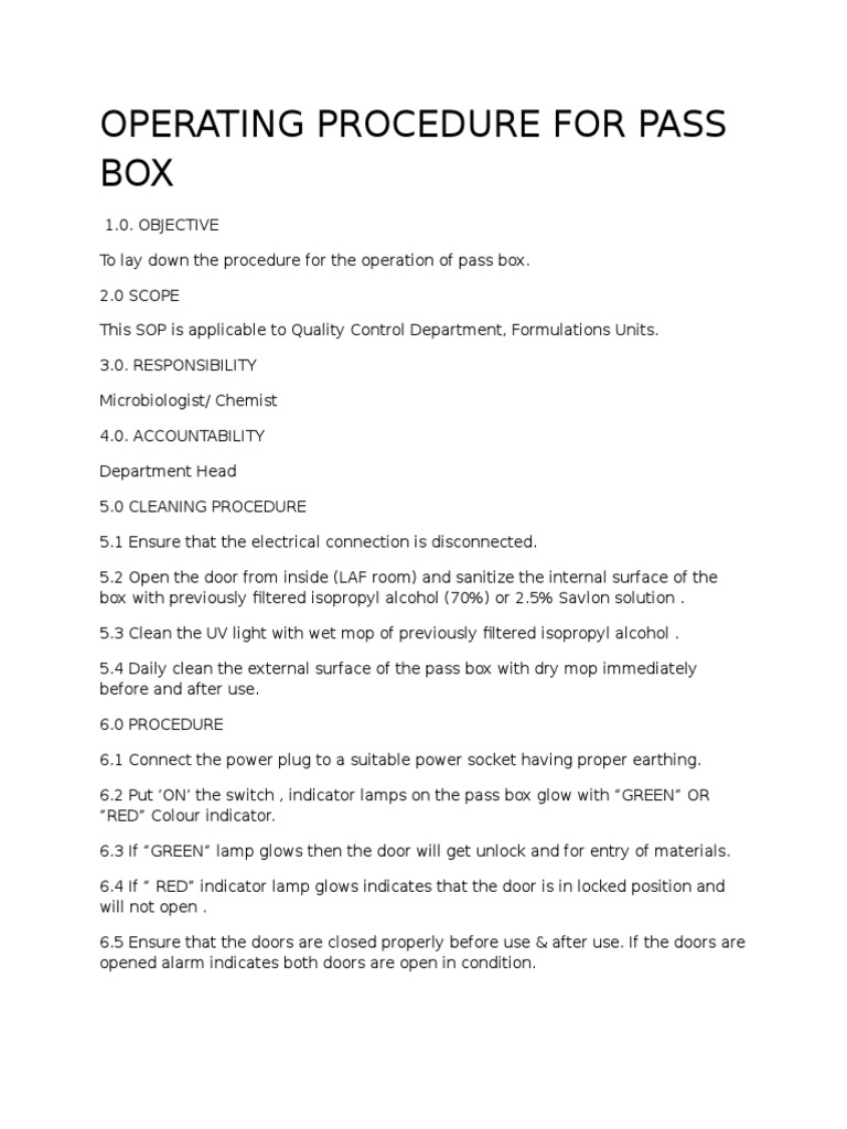 Passbox Sop | PDF