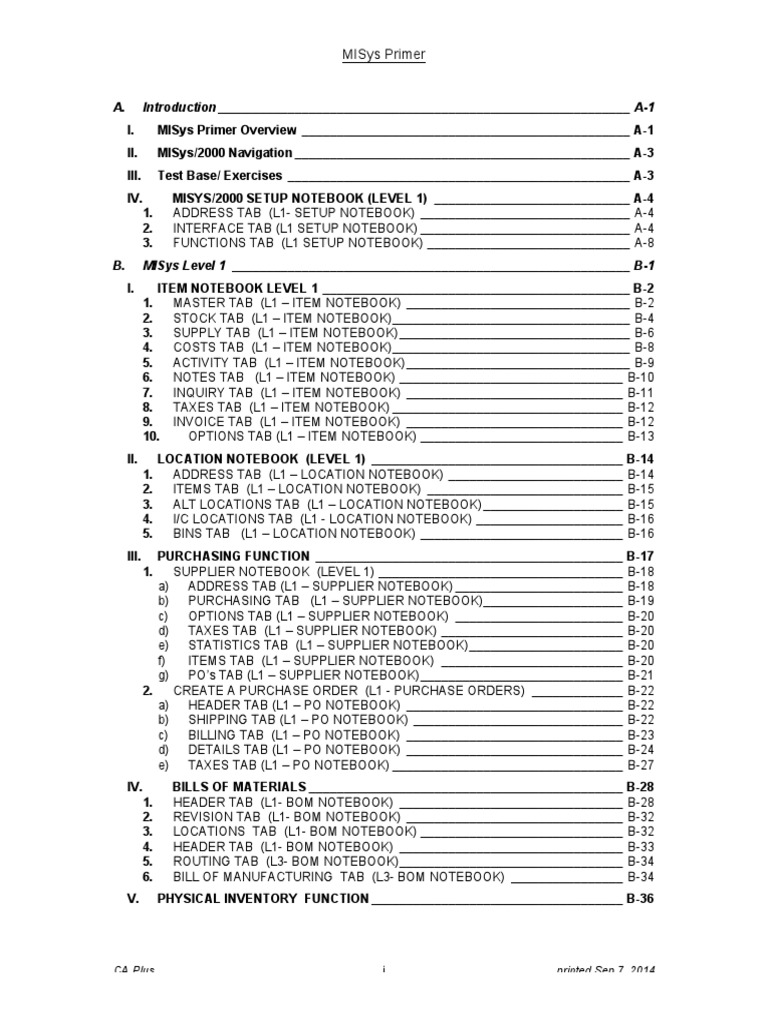 MISys Primer Overview and Setup Guide | PDF | Email | Value Added Tax