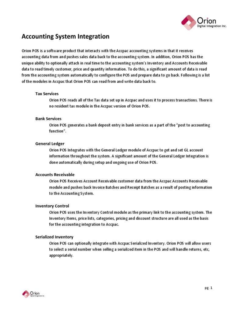 Orion POS - Guide - Accounting Workflow PDF | PDF | Debits And Credits ...