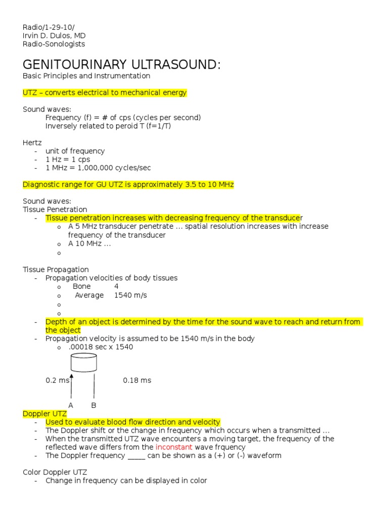 Genitourinary Utz | PDF | Medical Ultrasound | Hertz